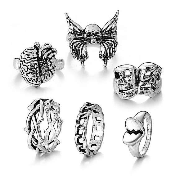 Jewelry | Human Heartskull Butterfly Ring Set | Poshmark
